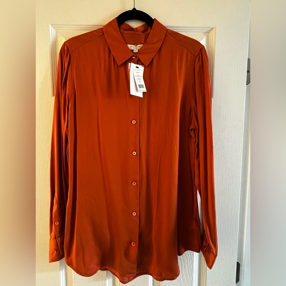 Equipment | Tops | Nwt Equipment Essential Rust Orange Long Sleeve Silk ...